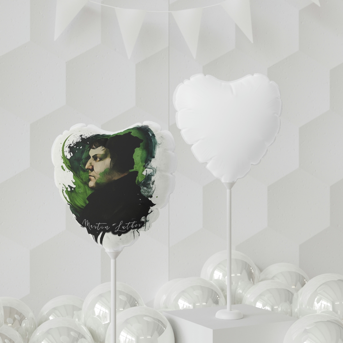 Martin Luther Balloon (Round and Heart-shaped), 11"
